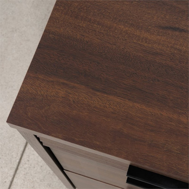 Pemberly Row 72" Wooden Knee Space Computer Credenza Desk in Spiced ...