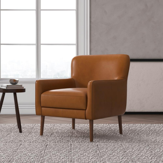 Claire Genuine Leather Lounge Chair in Tan - Contemporary - Dining ...