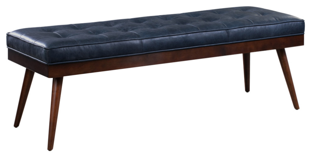 Poly and Bark Luca Leather Bench - Midcentury - Upholstered Benches ...