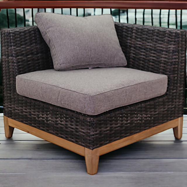 Courtyard Casual Maywood Silver Oak With Teak Sectional Corner Seat ...