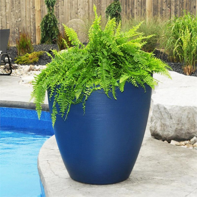 Mayne Modesto 30" Round Modern Plastic Planter in Neptune Blue ...