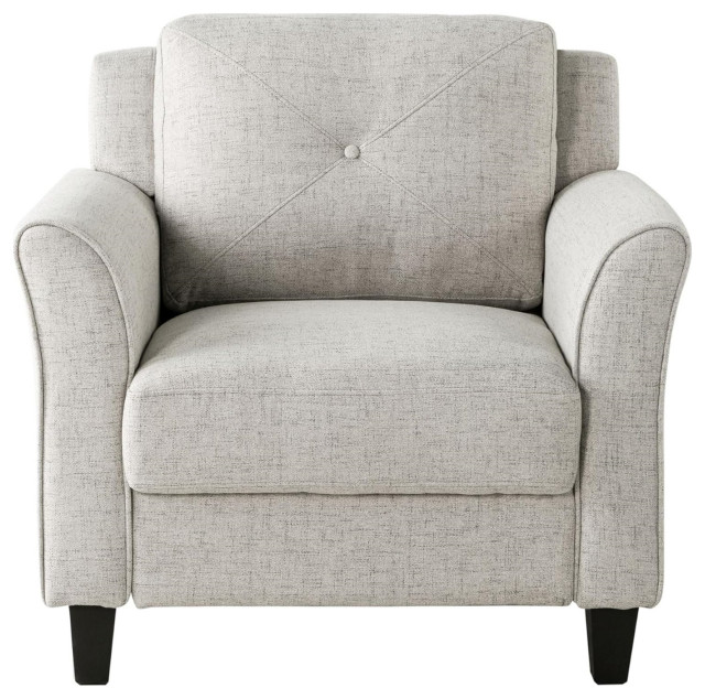 Transitional Accent Chair, Padded Seat With Angled Legs & Tufted Back ...