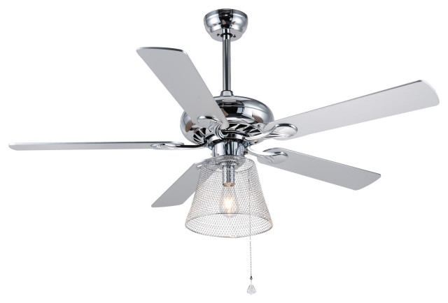 5-Blade Caged Ceiling Fan With Light Lit and Remote Control Included ...