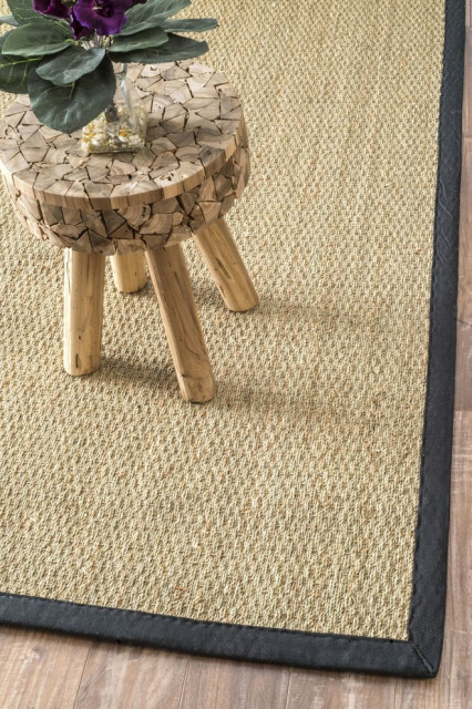 Machine Woven Maui Seagrass With Border Rug, 8'Round - Beach Style ...