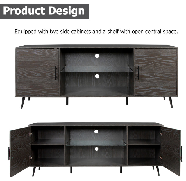 71” Mid Century Modern TV Stand Entertainment Center Media Console ...