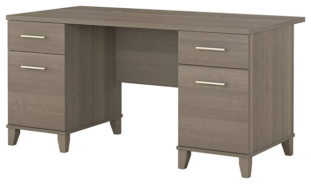 Modern Office Desk with Drawers, Ash Gray - Contemporary - Office Carts ...