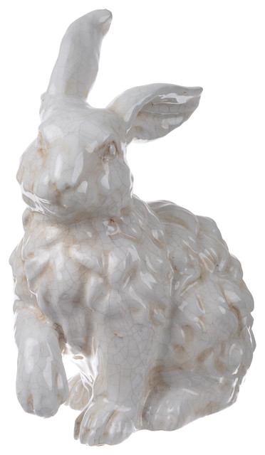 Sitting Ceramic Rabbit Statue 9.5"x6.5"x13" - Farmhouse - Garden ...