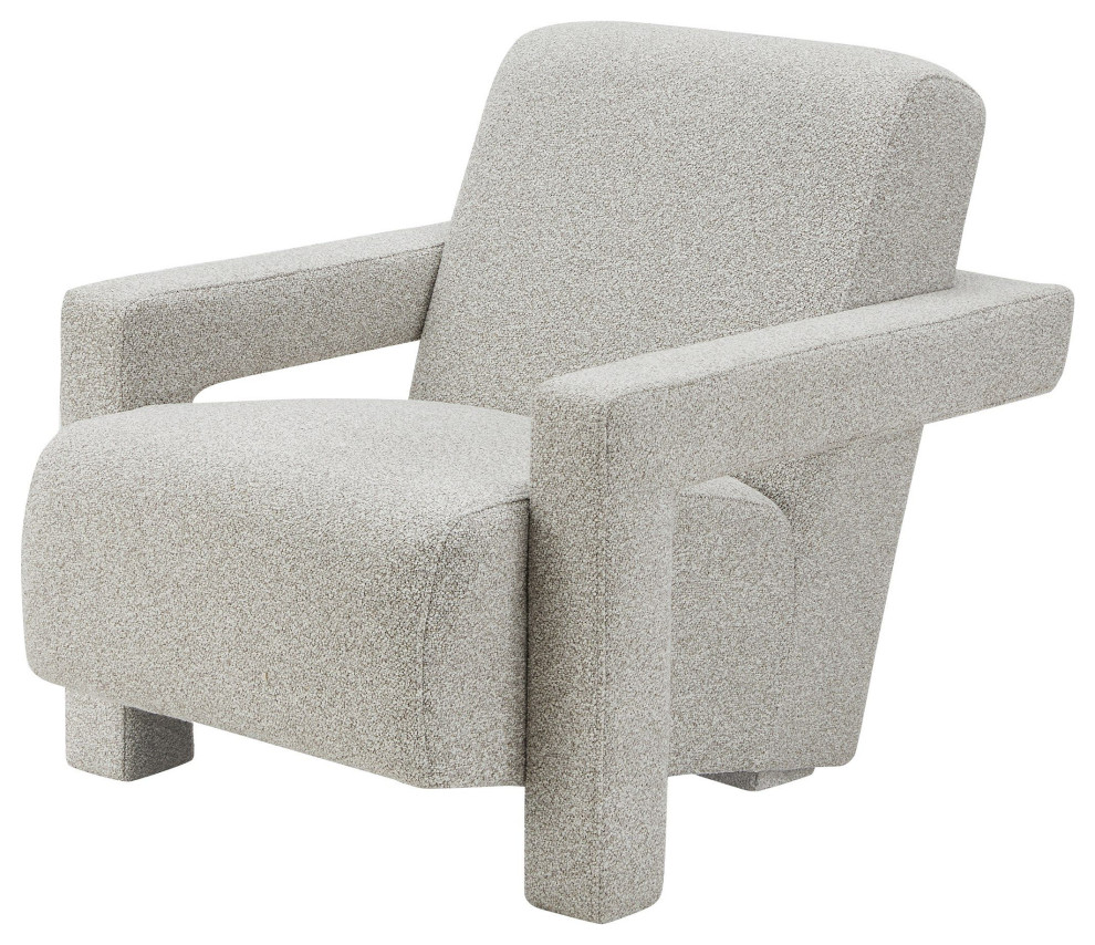 Modrest Wylie Modern Light Grey-Beige Fabric Accent Chair ...
