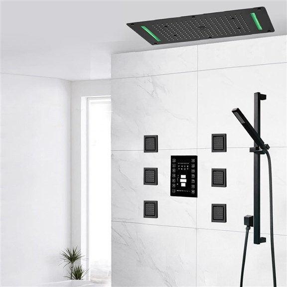 LED 6-WayThermostatic Shower System With Jetted Body Sprays, and Hand ...