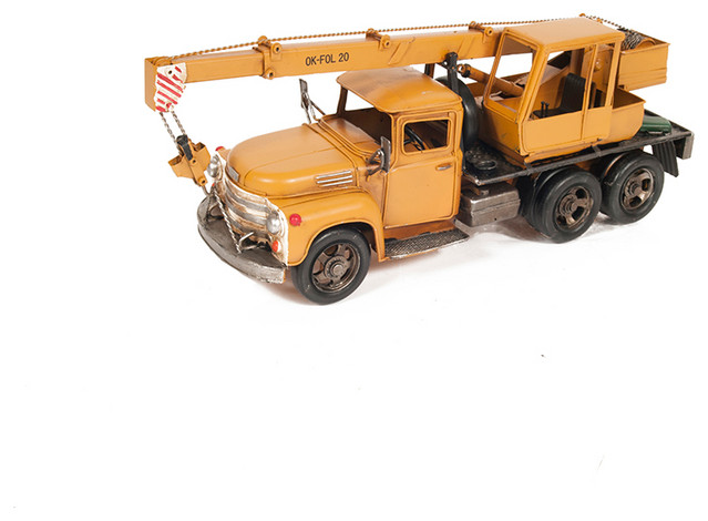 Metal Handmade Crane Truck Model, Collectible Metal Scale Model Truck ...