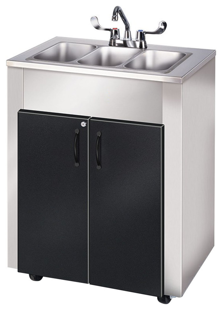 Elite LS 3 Portable Hot Water Sink Triple Stainless Cabinet - Black ...