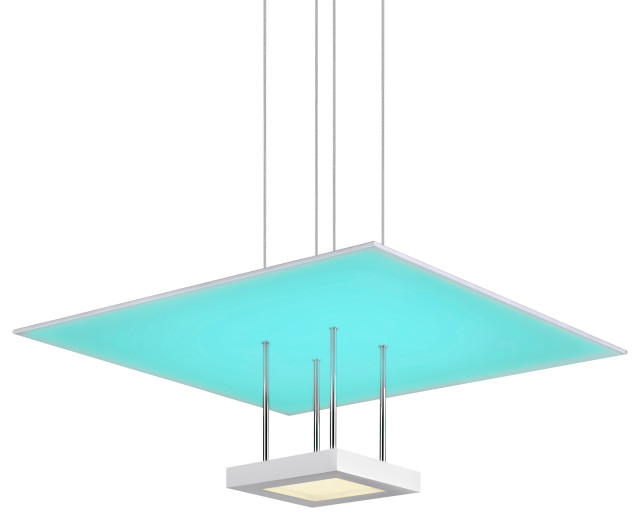 Chromaglo Spectrum LED Square Reflector Pendant With White Acrylic ...