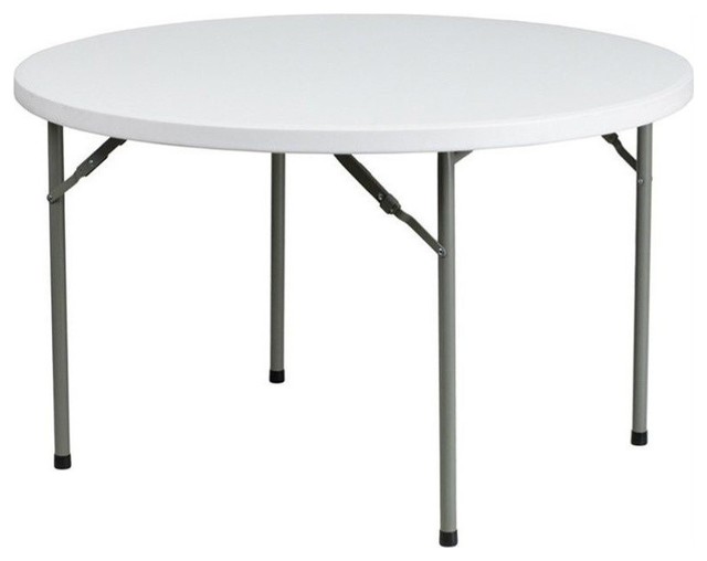 Bowery Hill 48 Inch Round Granite Folding Table in White - Contemporary ...