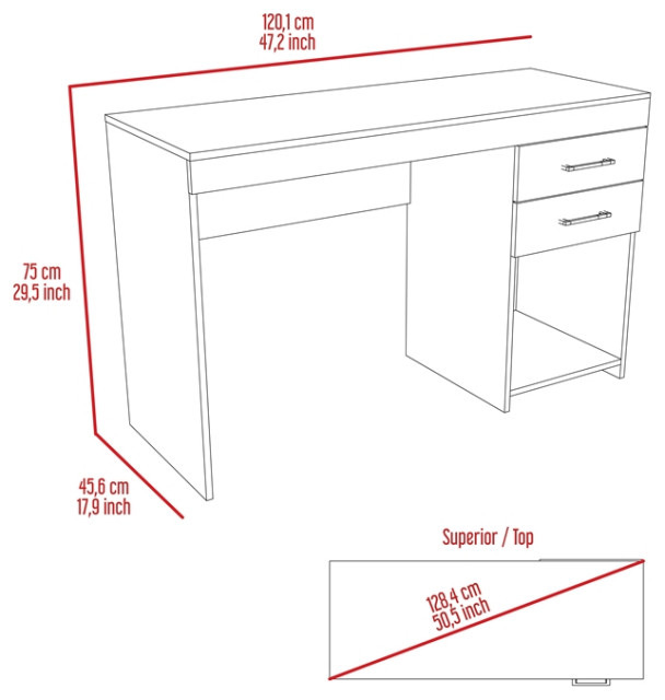 TUHOME Ibare Two Drawer Computer Desk Engineered Wood Desks in Black ...