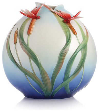 Franz Porcelain Collection Red Dragonfly Vase - Contemporary - Vases ...