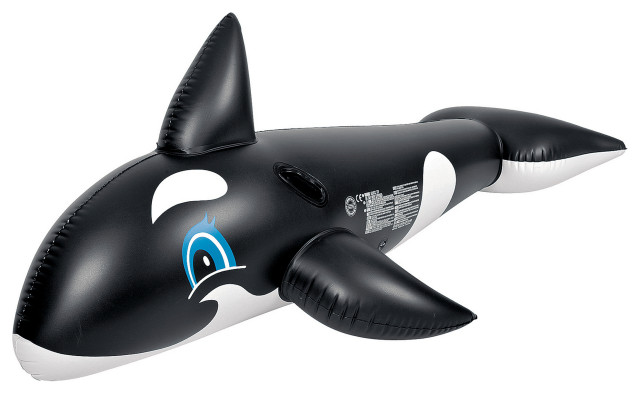 6.25' Inflatable Killer Whale Children's Pool Float Rider With Handles ...