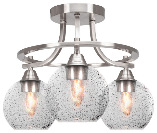 Paramount 3-Light Semi-Flush Light, Brushed Nickel, 5.75" Smoke Bubble ...
