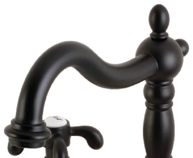 French Country Widespread Bathroom Faucet with Brass Pop-Up and Curved ...