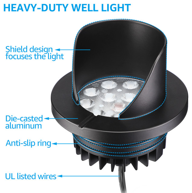 6-Pack 6W Shielded Well Lights, Low Voltage, 3000K Warm White - Modern ...