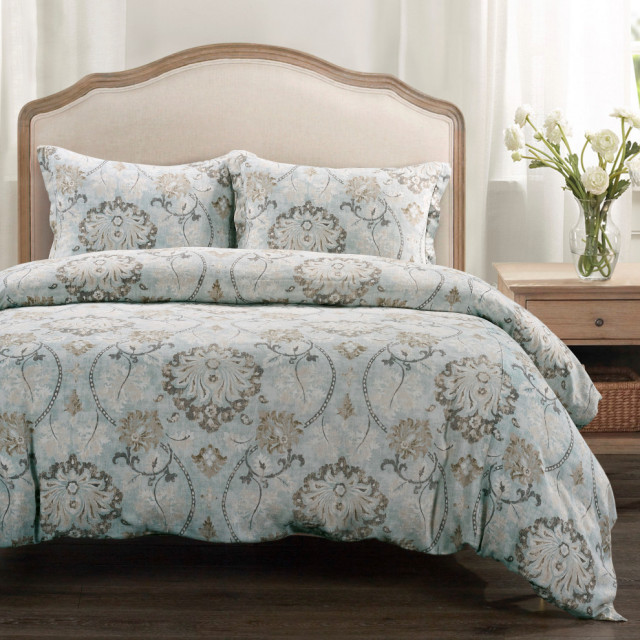 3-Piece Dalia Floral Victorian Comforter Set, Super Queen - Traditional ...
