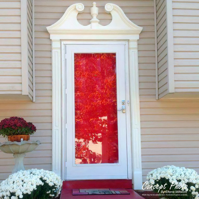 Peaked Cap Sunburst Architectural Grade PVC Pediment, 86"W x 22-1/2"H x ...