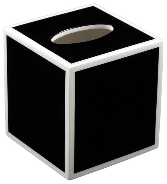 Black & White Lacquer Bathroom Accessories, Tissue Box - Transitional ...