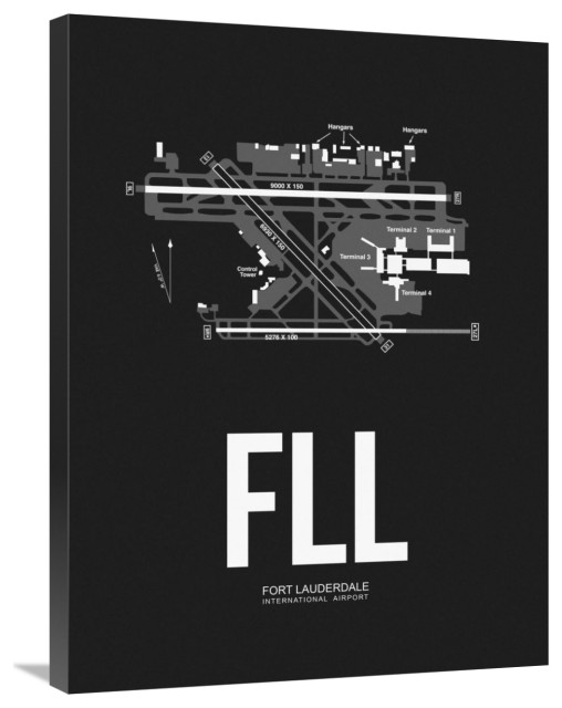 "FLL Fort Lauderdale Airport Black" Fine Art Print, 24" x 32" - Modern ...