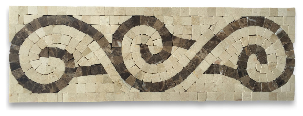 Marble Mosaic Border Bathroom Listello Tile Vine Crema 4x12 Polished, 1 ...