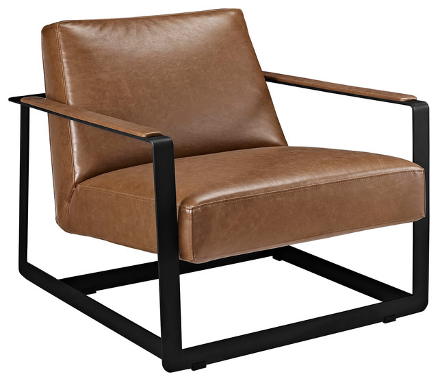 Seg Faux Leather Accent Chair, Brown - Industrial - Armchairs And ...