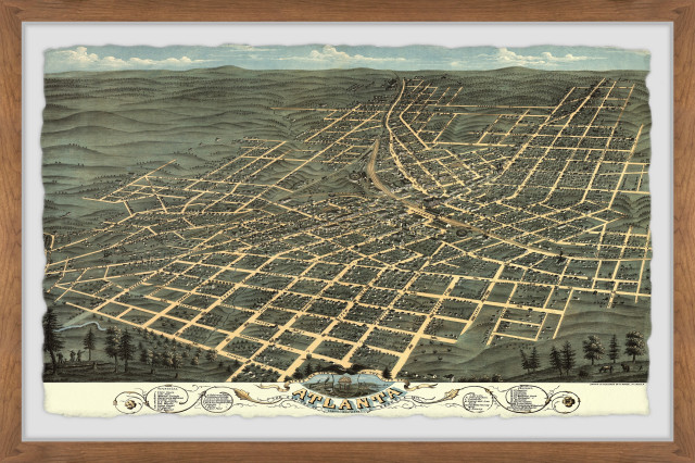 "Birds Eye View of the City of Atlanta II" Framed Painting Print, 36x24 ...