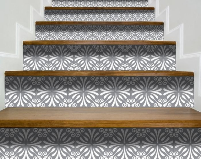 5" X 5" Gray And White Spire Peel And Stick Removable Tiles ...