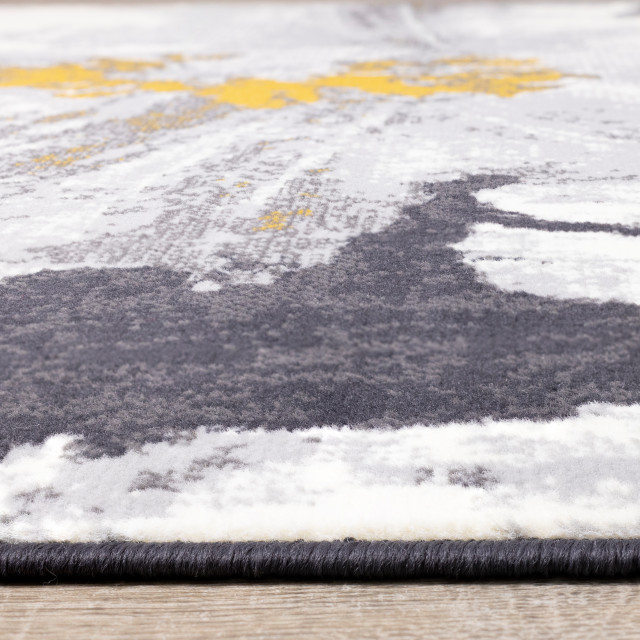 Florence Collection Grey Yellow Floral Rug, 4'7"x6'7" - Contemporary ...