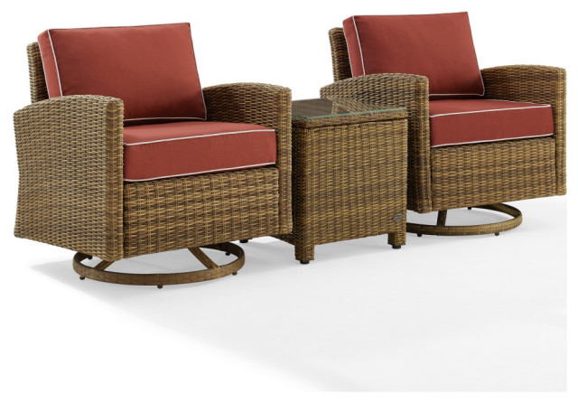 Bradenton 3Pc Wicker Swivel Rocker Outdoor Chair Set - Tropical ...