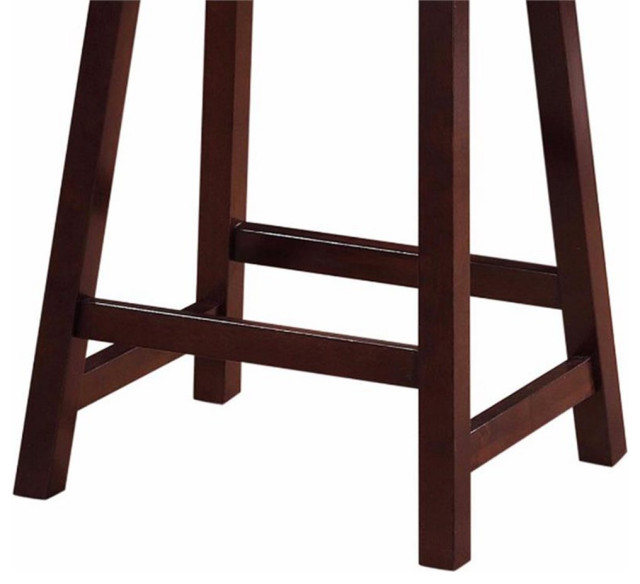 Home Square 24" Wooden Saddle Stool with Slanted Legs in Brown - Set of ...