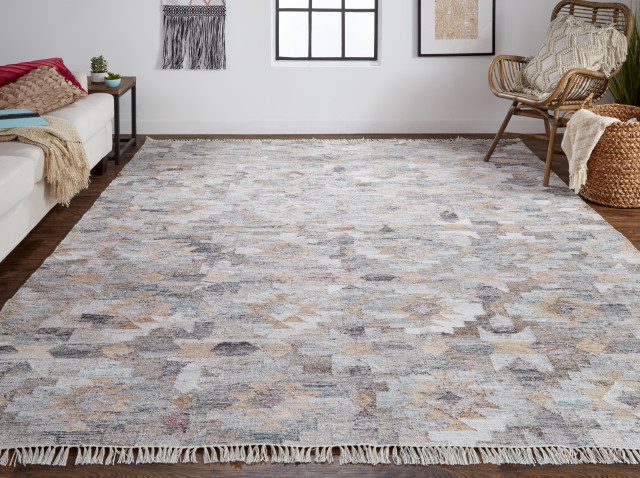 Feizy 0818FGRY Beckett Hand Woven Blue / Tan Area Rugs, 2' x 3 ...