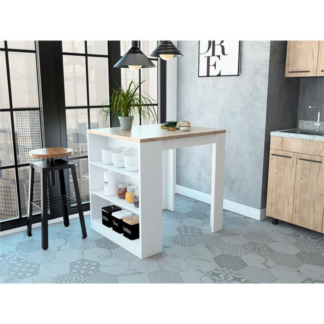 Home Square 2-Piece Set with Kitchen Island and 78" Pantry Cabinet ...