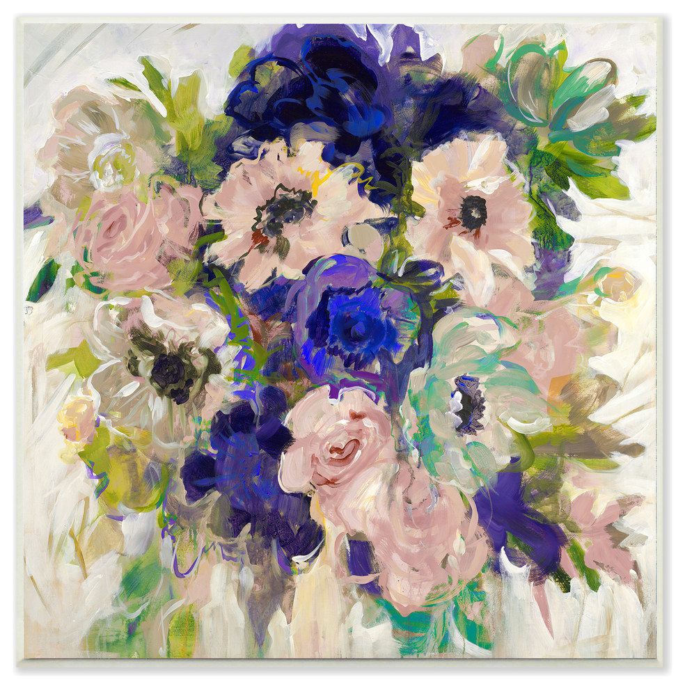 Bushel of Painterly Soft Pink and Purple Flowers Wall Plaque Art, 12 ...