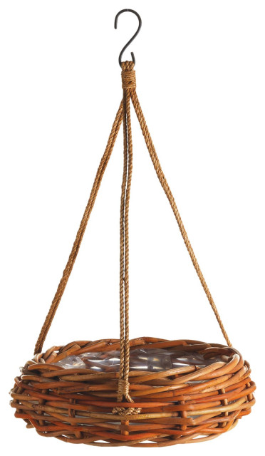 Classic Round Rattan Hanging Basket 24 in Cottage Chic Rustic Farmhouse ...