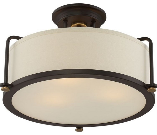 3 Light Large Semi-Flush Mount-Western Bronze Finish - Ceiling - Semi ...