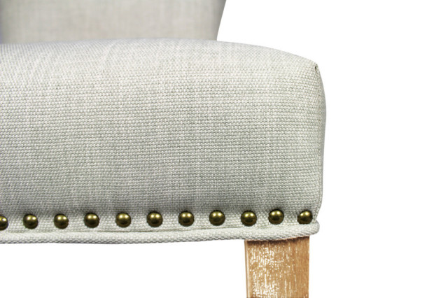 Benedict 9-Piece Dining Set, 70" Round Dining Table & 8 Ivory Linen ...