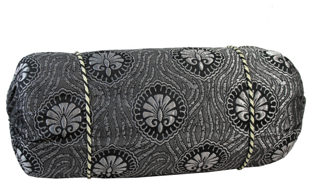 Natural Geo Black/Silver Gao Takiya Bolster Pillow, Set of 2, 28x11x11 ...