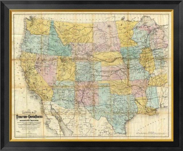 National Map Of The Territory Of The United States, 1868, 20"x1.5"x17 ...