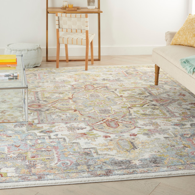 Nourison Soraya Sor04 Vintage and Distressed Rug, Ivory and Multi, 7'10 ...