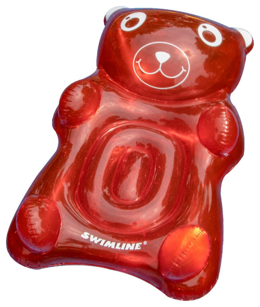 Inflatable Red Transparent Gummy Bear Swimming Pool Float 60" - Modern ...