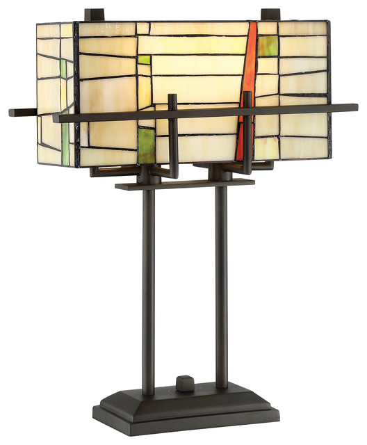 TABLE LAMP,DARK BRONZE/TIFFANY SHADE, E27 TYPE A 60Wx2,DCI - Craftsman ...