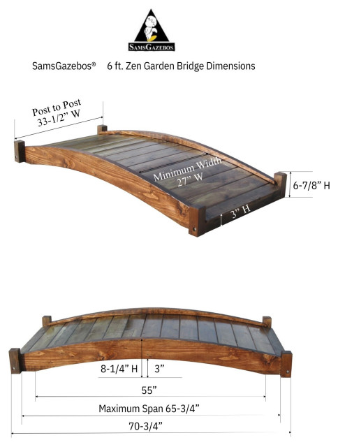 SamsGazebos Japanese Zen Garden Bridge, 6 ft. - Asian - Garden Statues ...