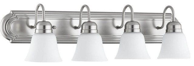 Quorum Quorum Home 4-Light 8" Bathroom Vanity Light in Satin Nickel ...