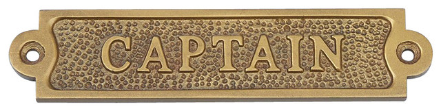 Captain Wall Sign, Antique Brass - Beach Style - Novelty Signs - by ...