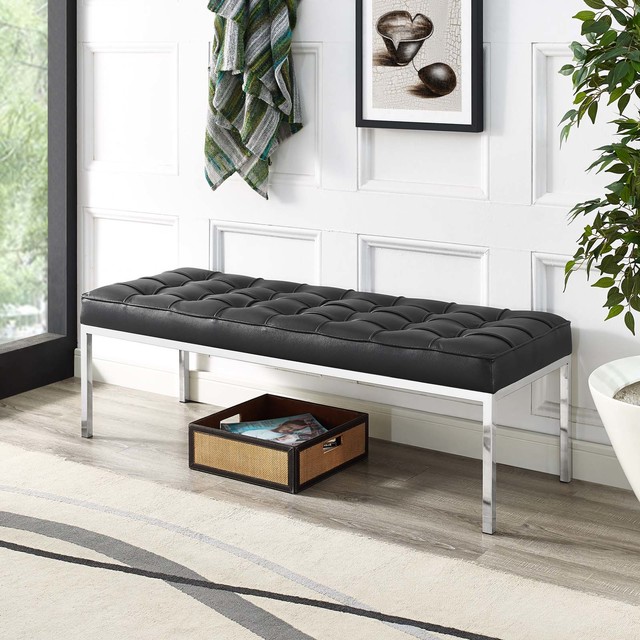 Modern Urban Living Accent Chair Bench, Genuine Leather - Contemporary ...