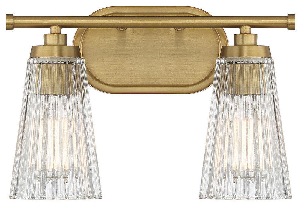 Chantilly 2-Light Bathroom Vanity Light, Warm Brass - Transitional ...